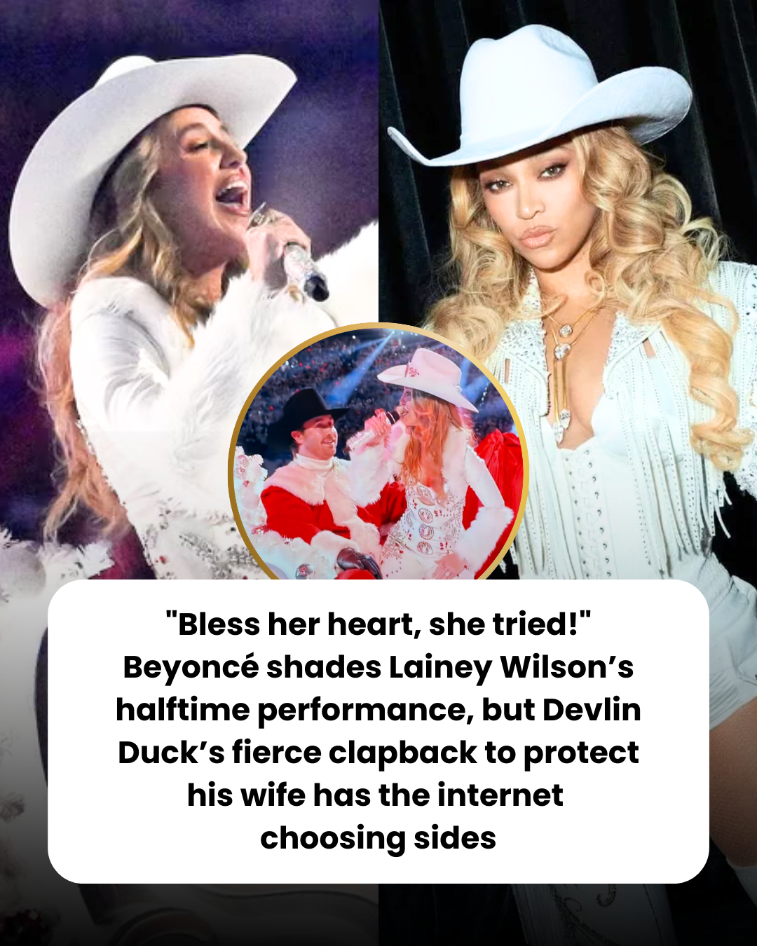 “Bless her heart, she tried!” Beyoncé shades Lainey Wilson’s halftime ...